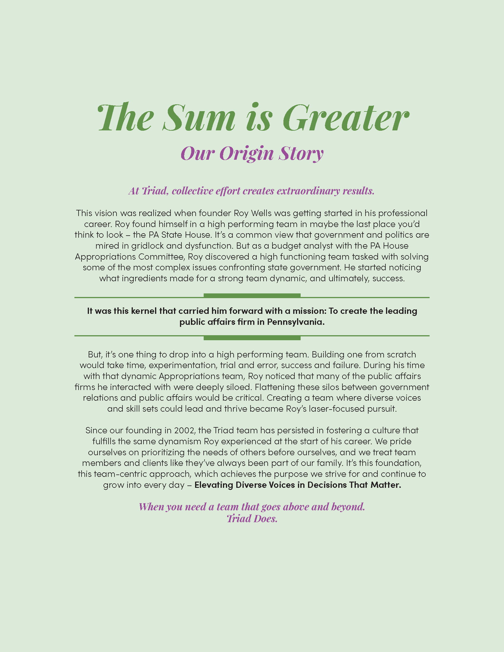 Origin Story - Triad Strategies